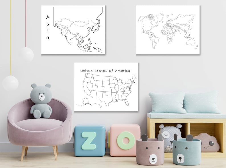 World Map Giant Coloring Pages Bundle, Countries of the World ...