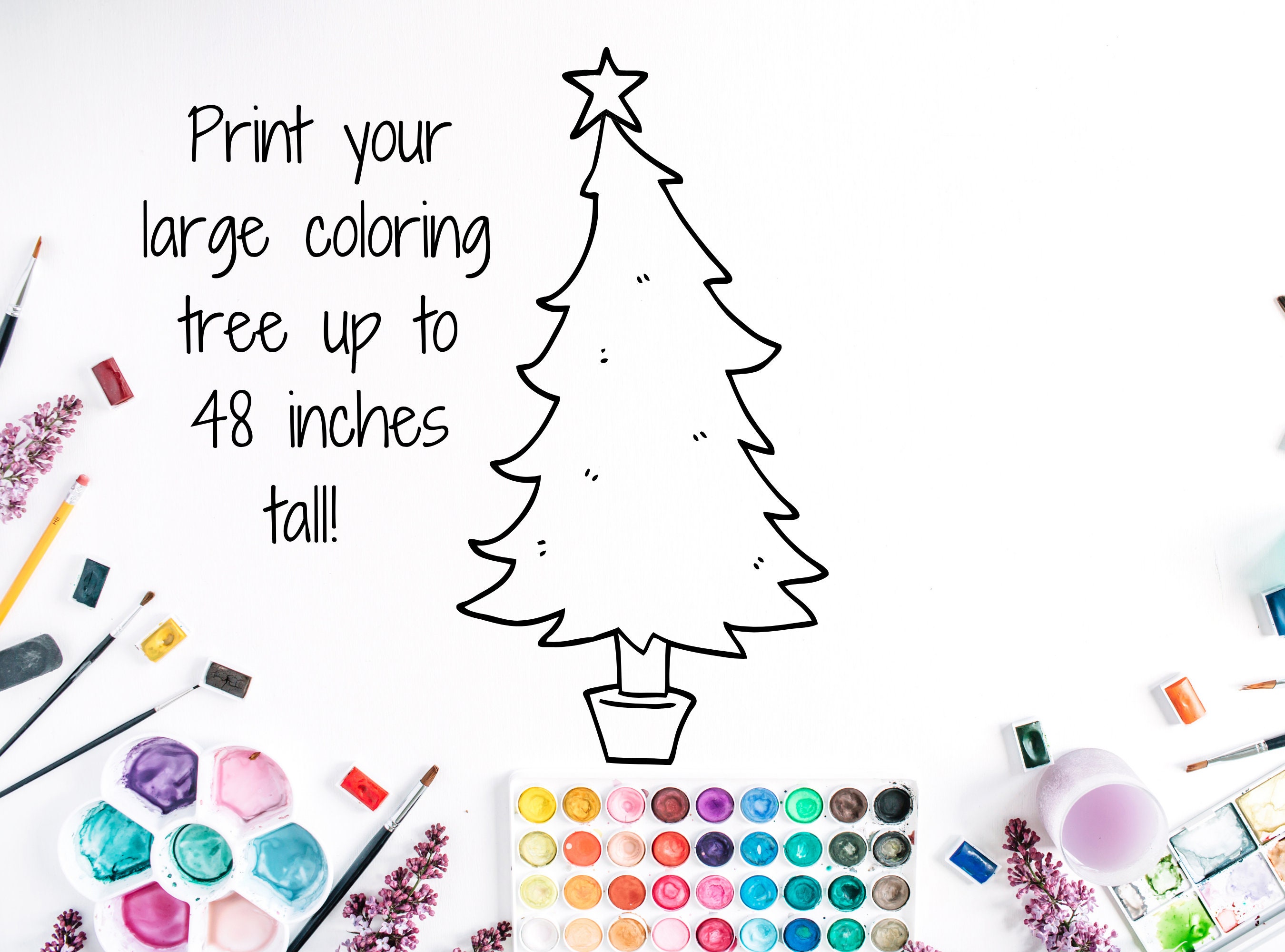 Diy Christmas Tree Giant Coloring Page Activity for Kids, Digital ...