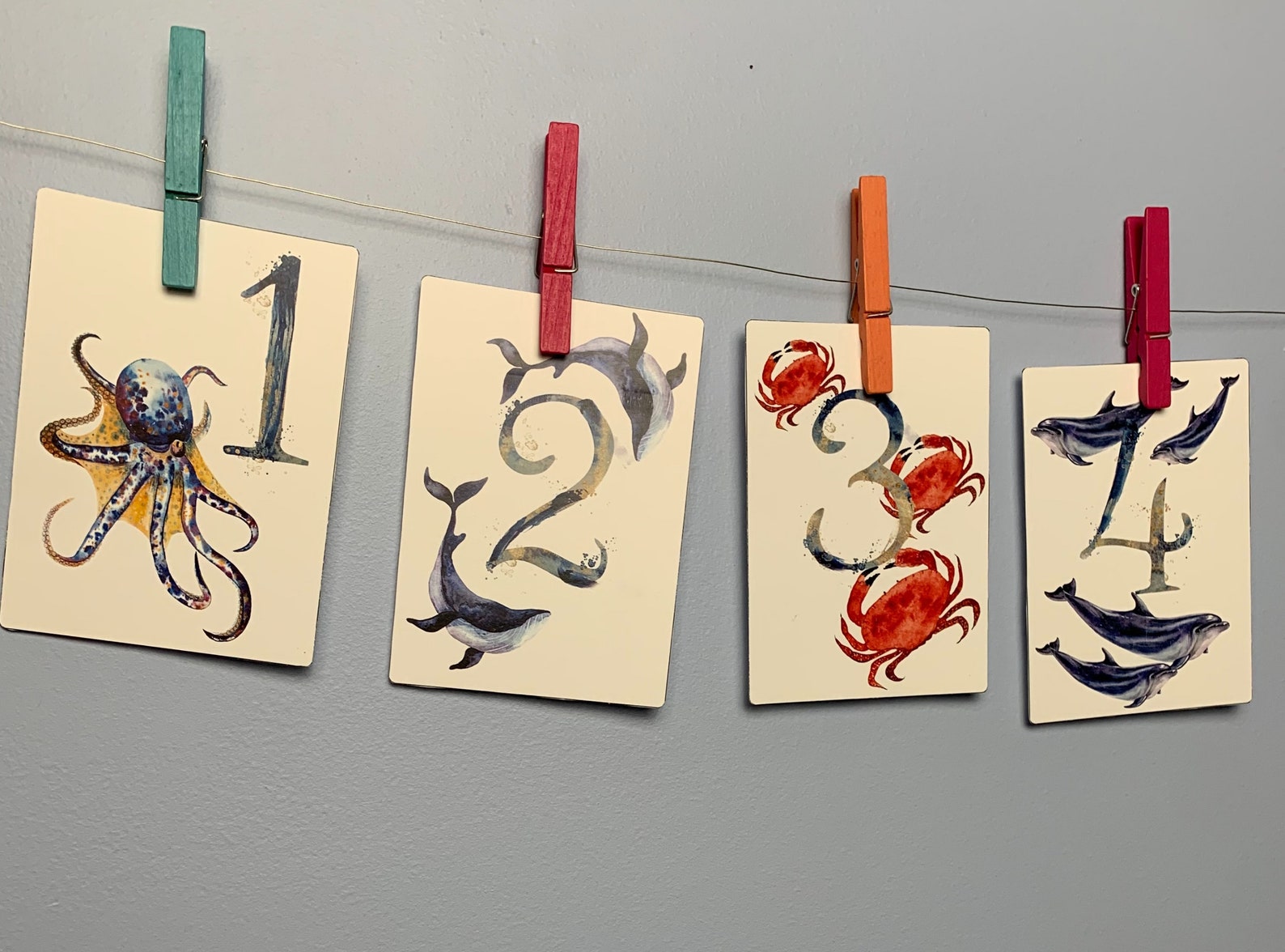 Ocean Animals Number Flash Cards 1-12, Preschool Flash Cards, Preschool ...