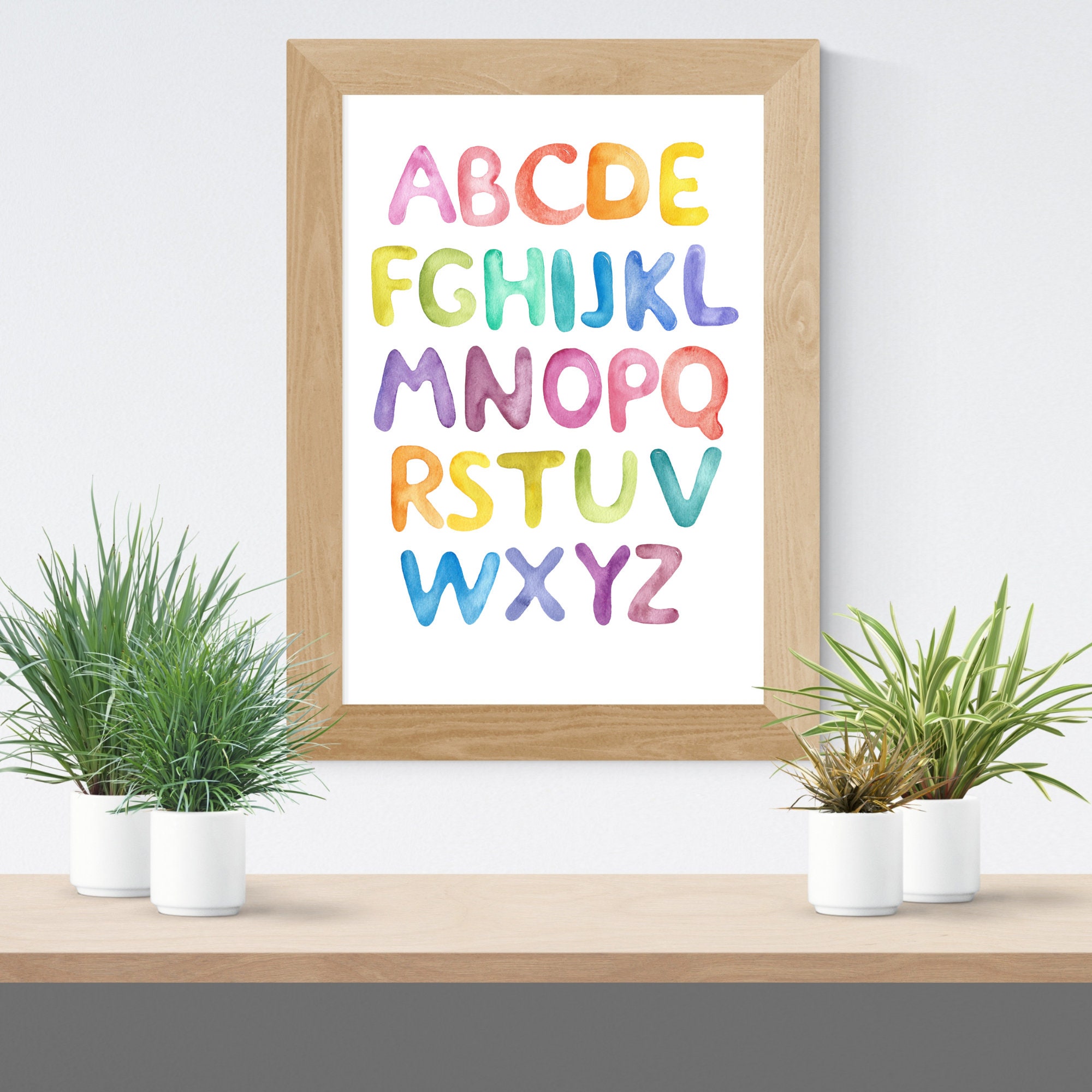 Color Poster, Preschool Alphabet, Numbers 1-10, Watercolor, Educational ...