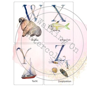 Watercolor Ocean ABC Flashcards, Alphabet Banner, Charlotte Mason Ocean ...