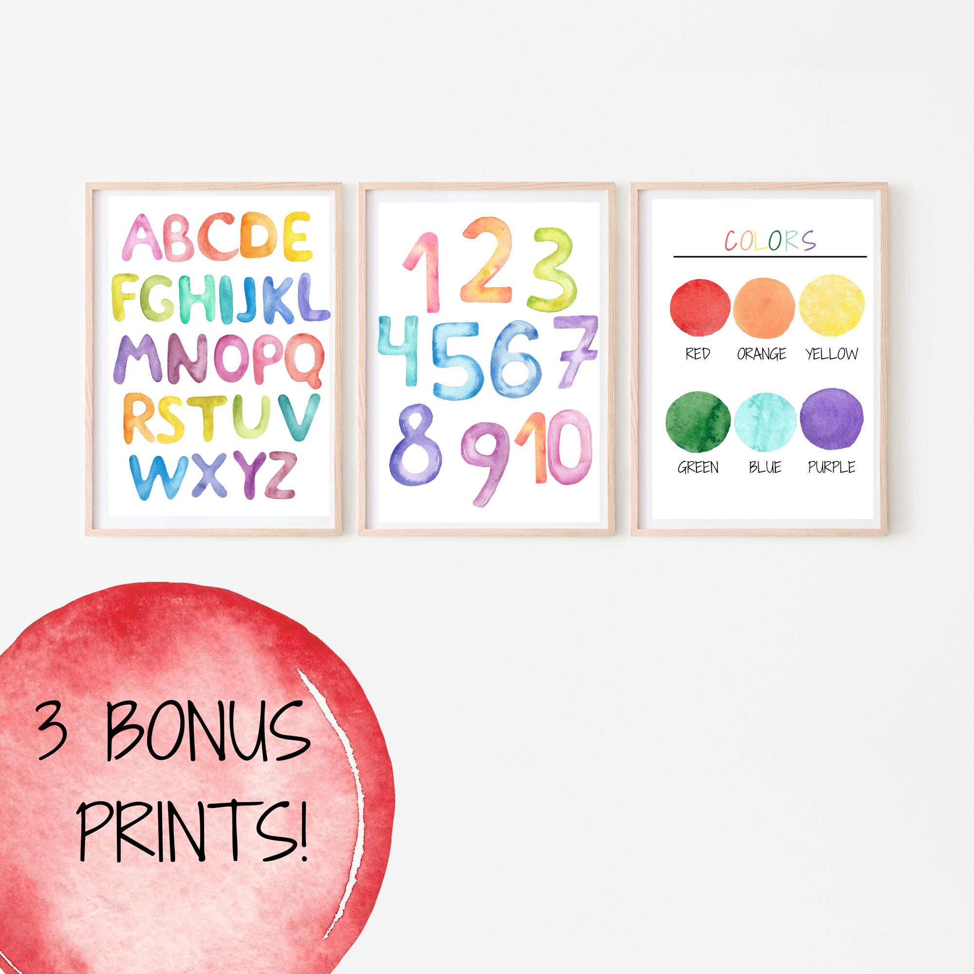 Educational Watercolor Print Set of 6 Alphabet Colors - Etsy