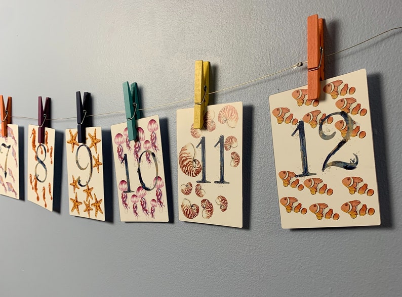 Ocean Animals Number Flash Cards 1-12 Preschool Flash Cards - Etsy