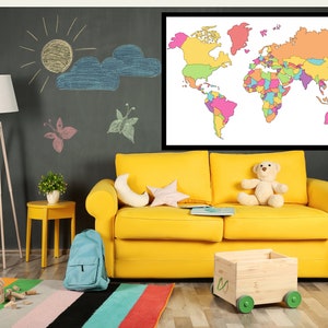 CC Cycle 1-3 World Map Coloring Page, Classroom Geography, Learn ...