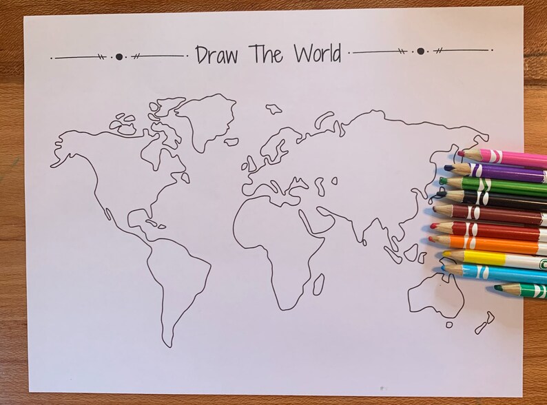 Draw the World Minimalists Map, Challenge Map Practice, CC Map Drawing ...