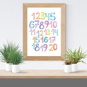 Educational Watercolor Print Set of 6, Alphabet, Colors, Learning Home ...