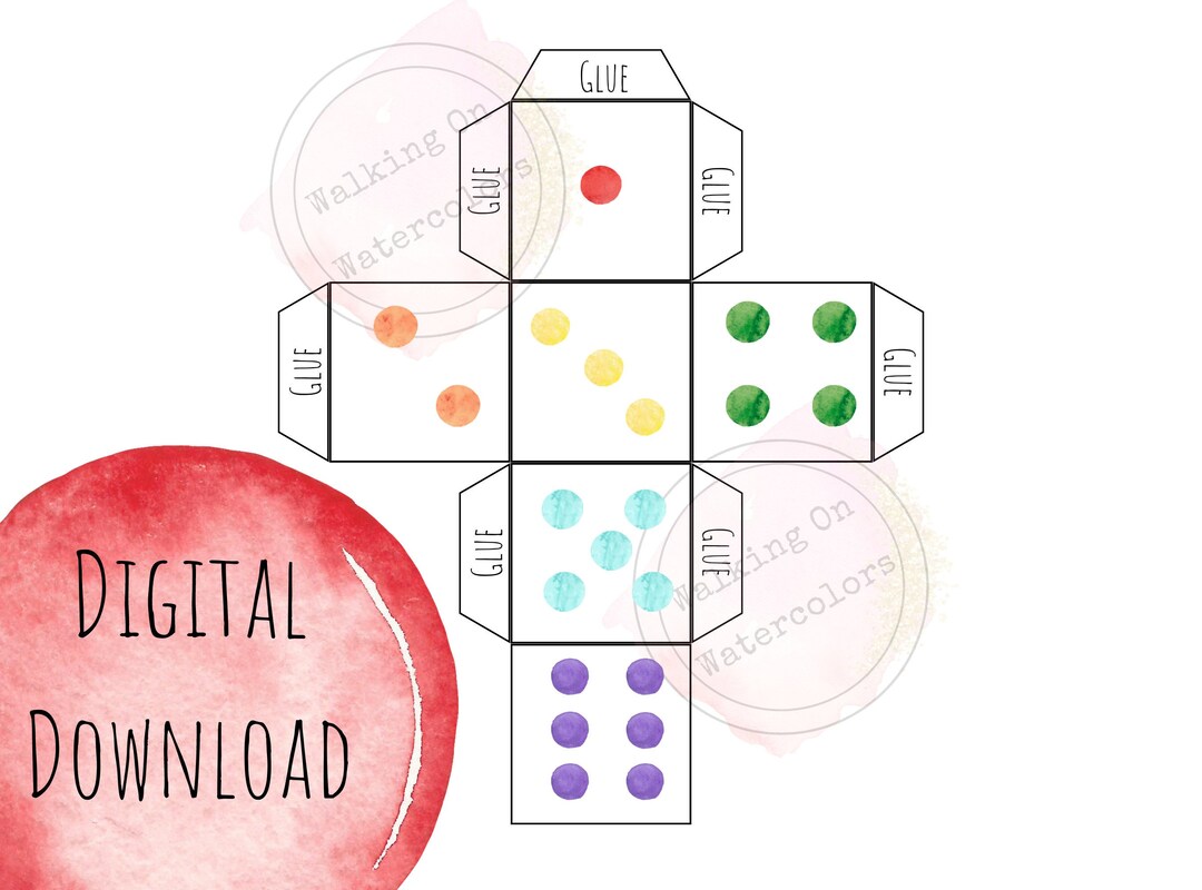 Rainbow Dot Dice, Homeschool Activity, Class Game, Printable Craft ...