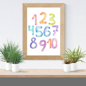 Color Poster, Preschool Alphabet, Numbers 1-10, Watercolor, Educational ...