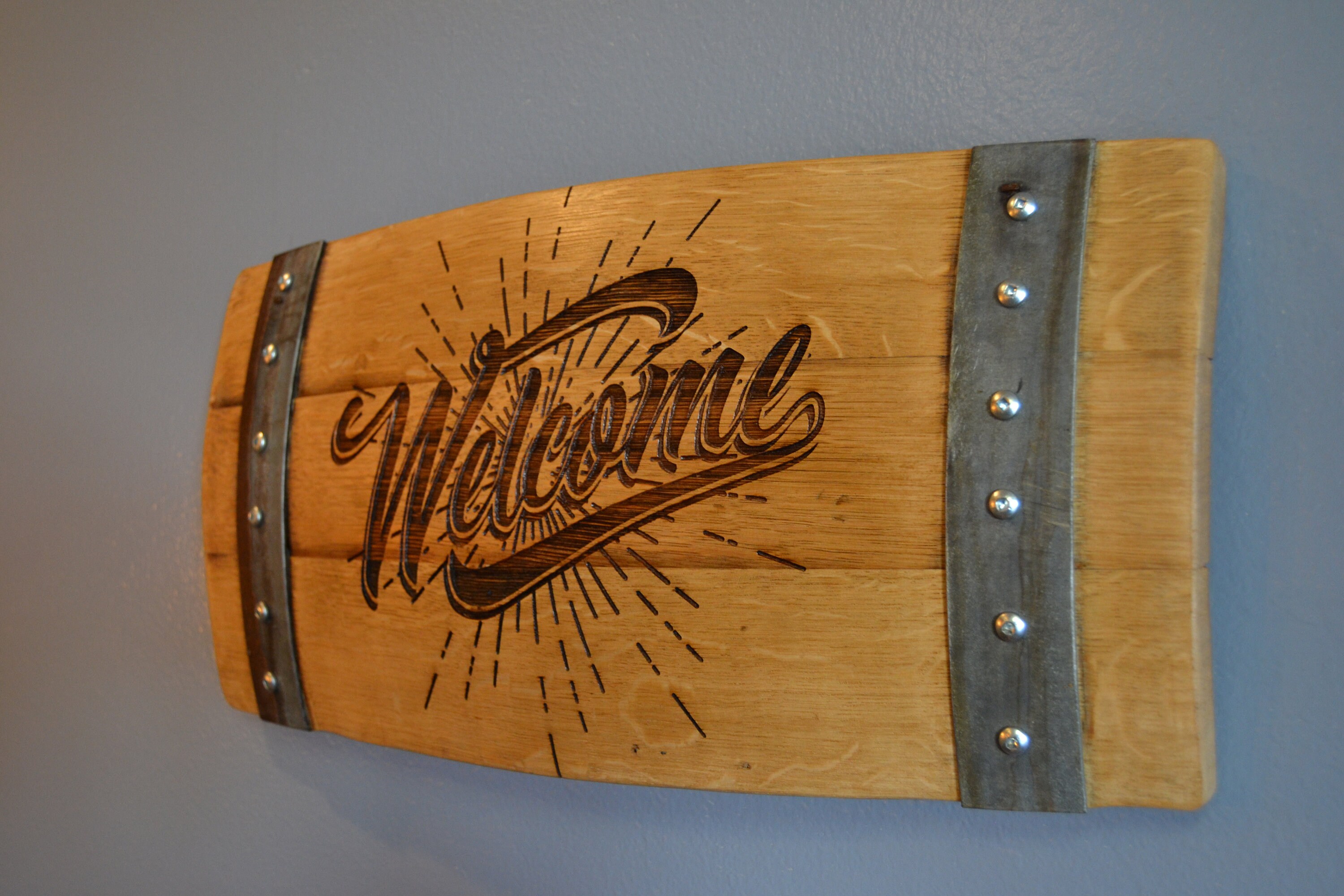 Welcome Wine Barrel Multi Stave Sign - Etsy