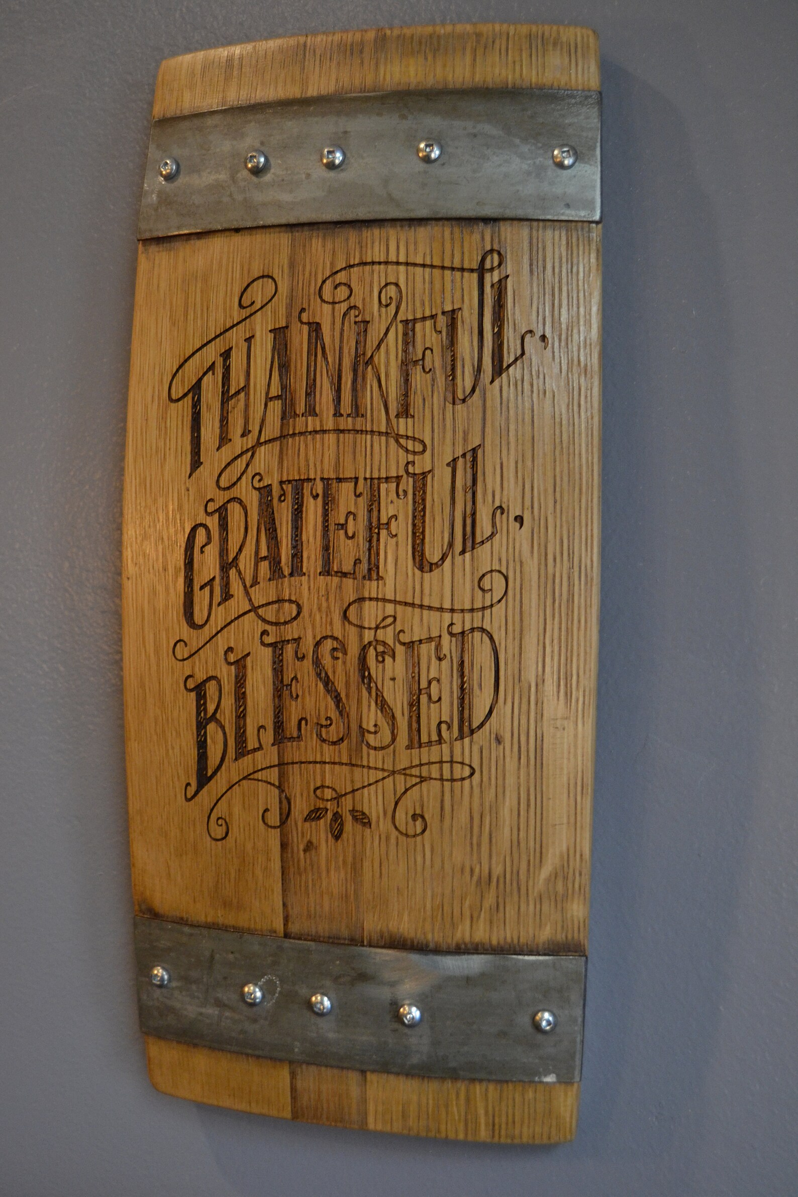 Thankful Grateful Blessed Wine Barrel Stave Sign/Laser | Etsy