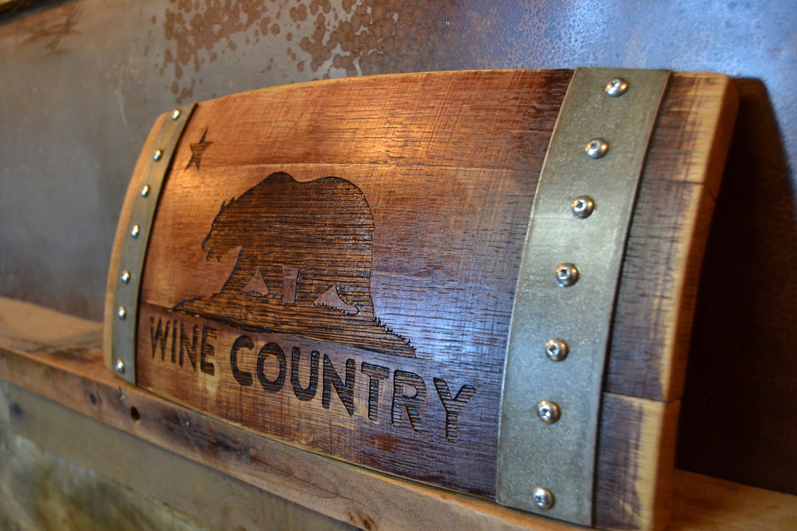 Wine Country Cali Bear Wine Barrel Stave Sign/laser | Etsy