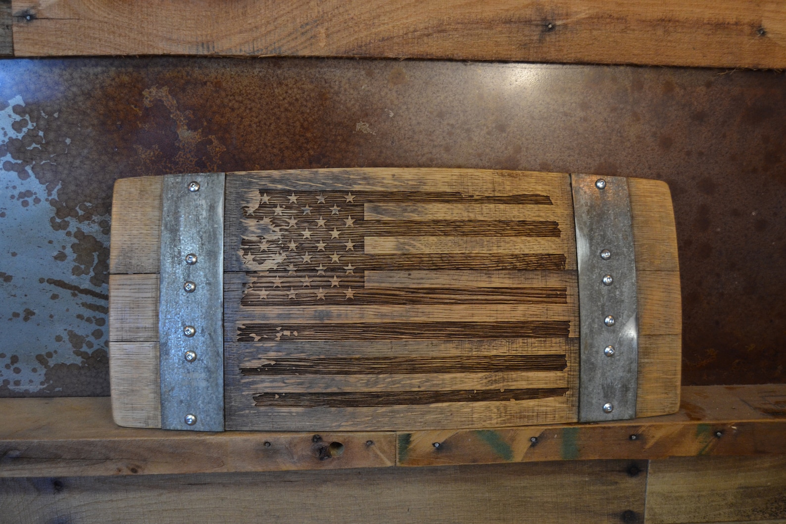 Distressed American Flag Wine Barrel Stave Sign/laser Engraved/laser ...