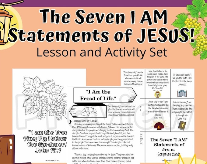 Seven i Am Statements of Jesus for Kids printable, Sunday School ...