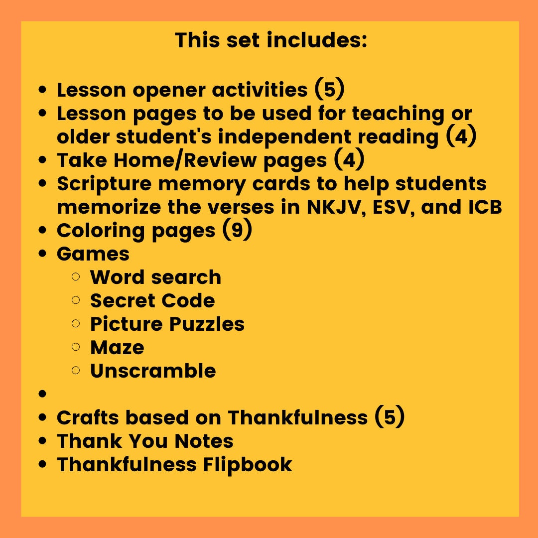 O, Give Thanks to the Lord! Children's Lesson & Activity Set /printable ...