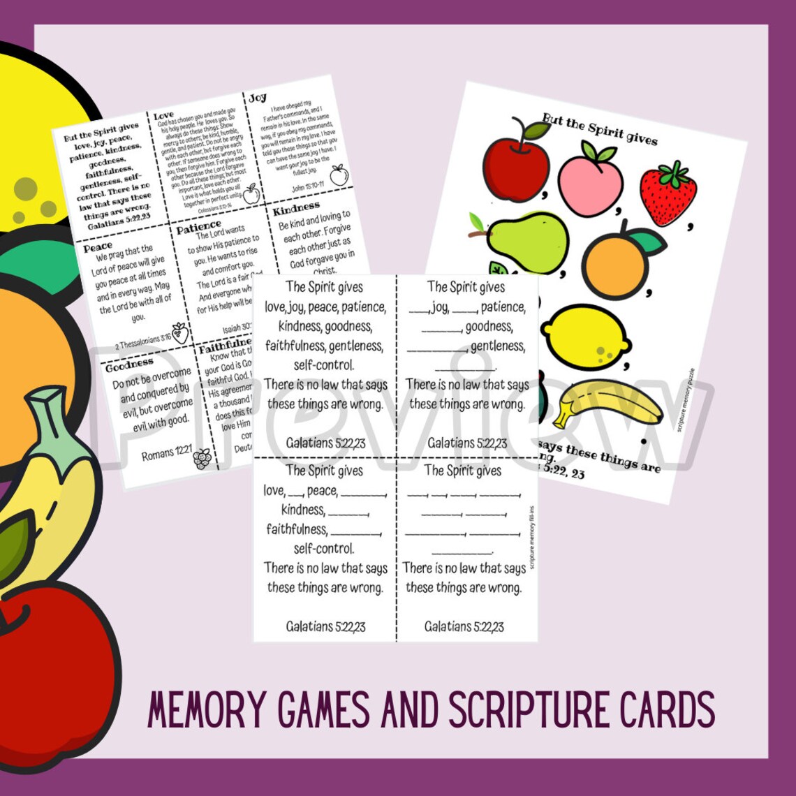 Fruit of the Spirit for Children (printable, Sunday School, Children's ...