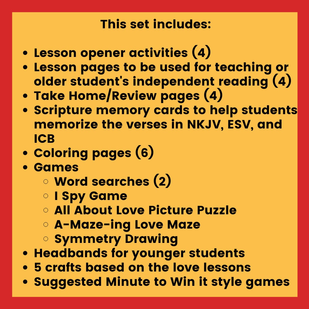 It's All About Love! Children's Lessons & Activity Set.(printable ...