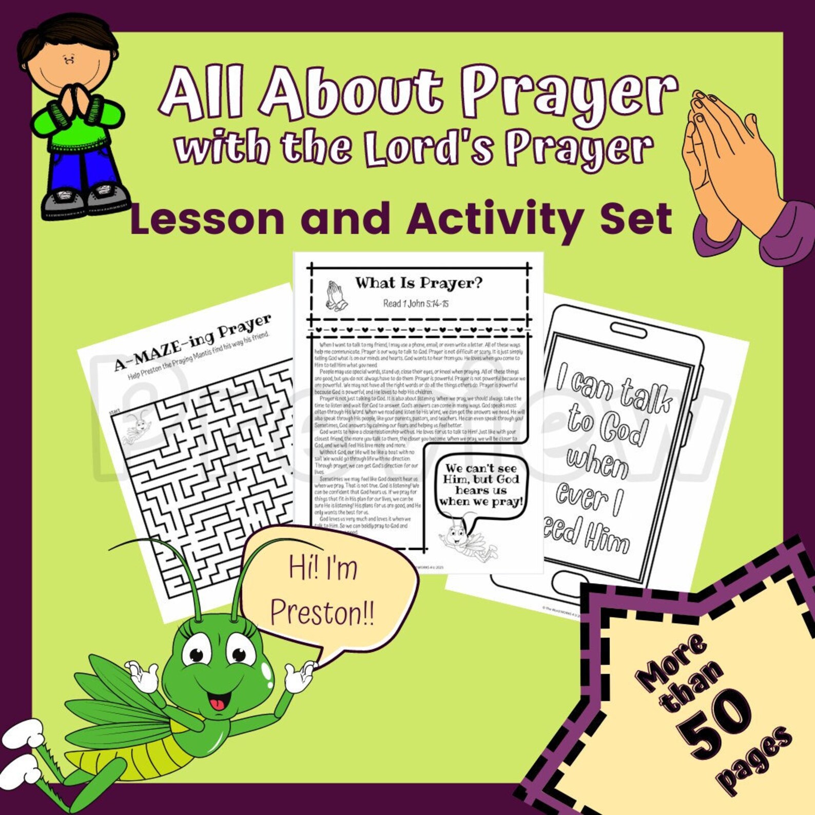 All About Prayer With the Lord's Prayer - Lesson and Activity Set ...