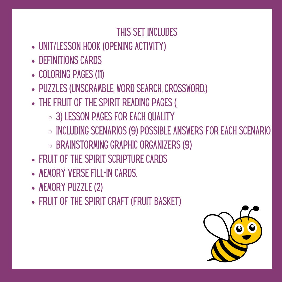 Fruit of the Spirit for Children (printable, Sunday School, Children's ...