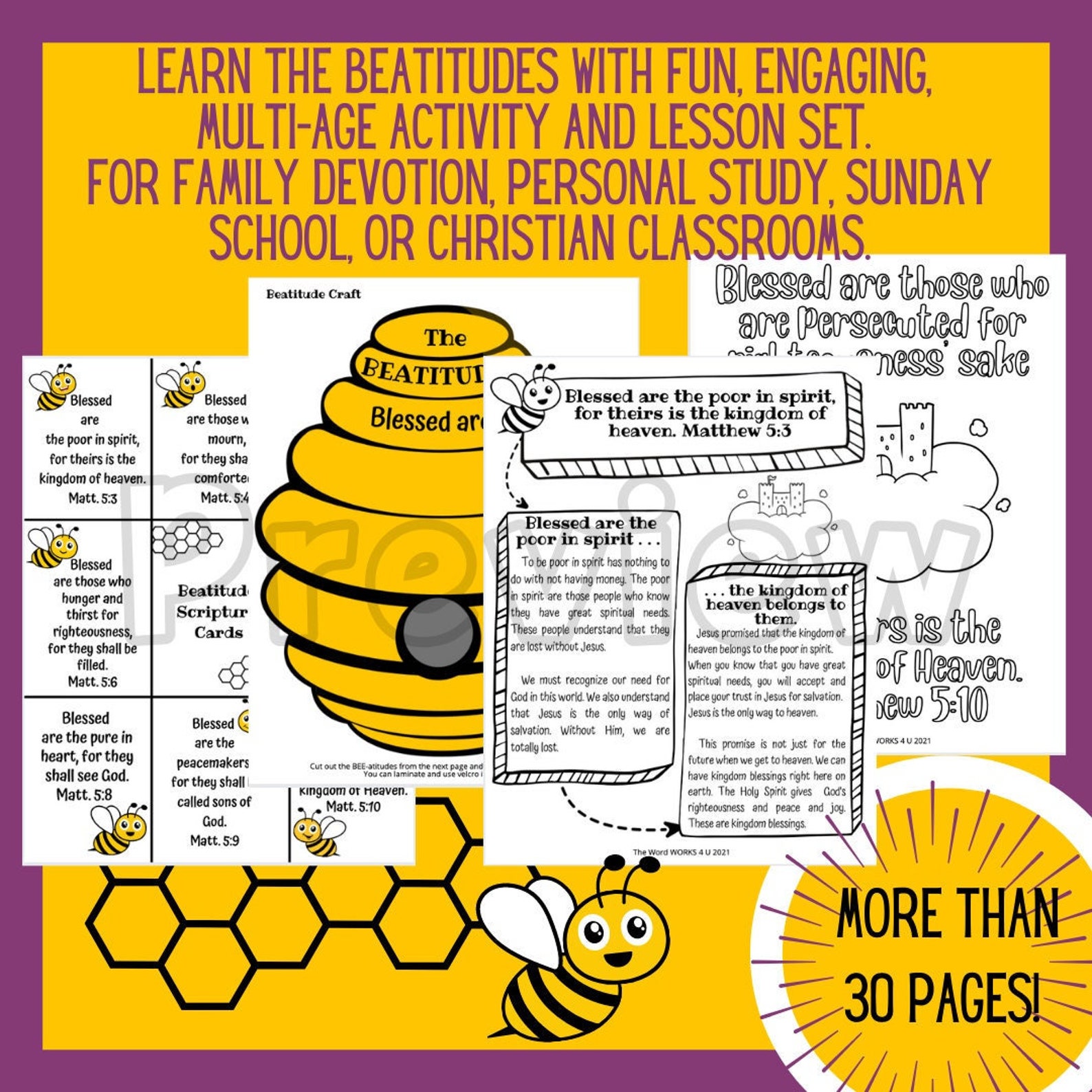 Beatitudes Lessons for Children (printable, Sunday School, Children's ...