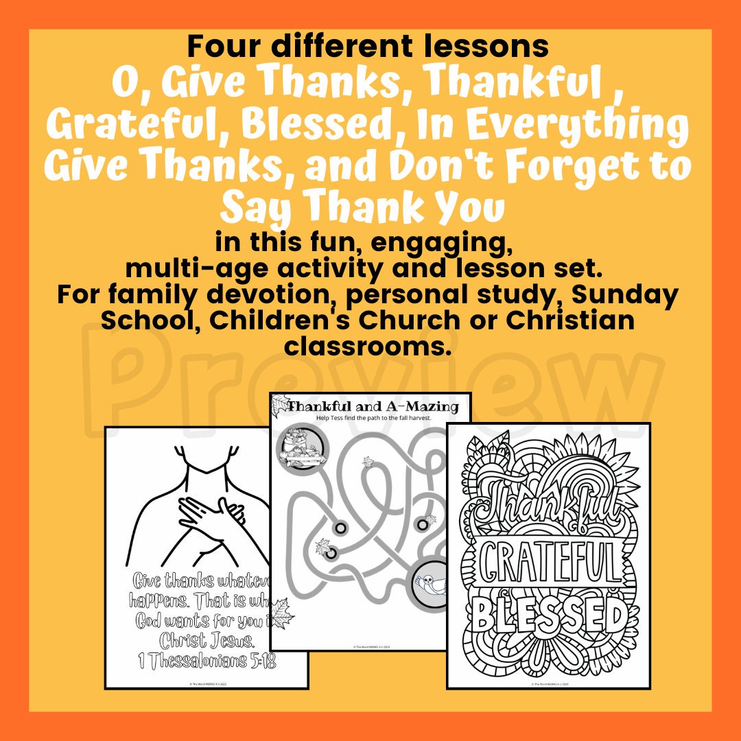 O, Give Thanks to the Lord! Children's Lesson & Activity Set /printable ...