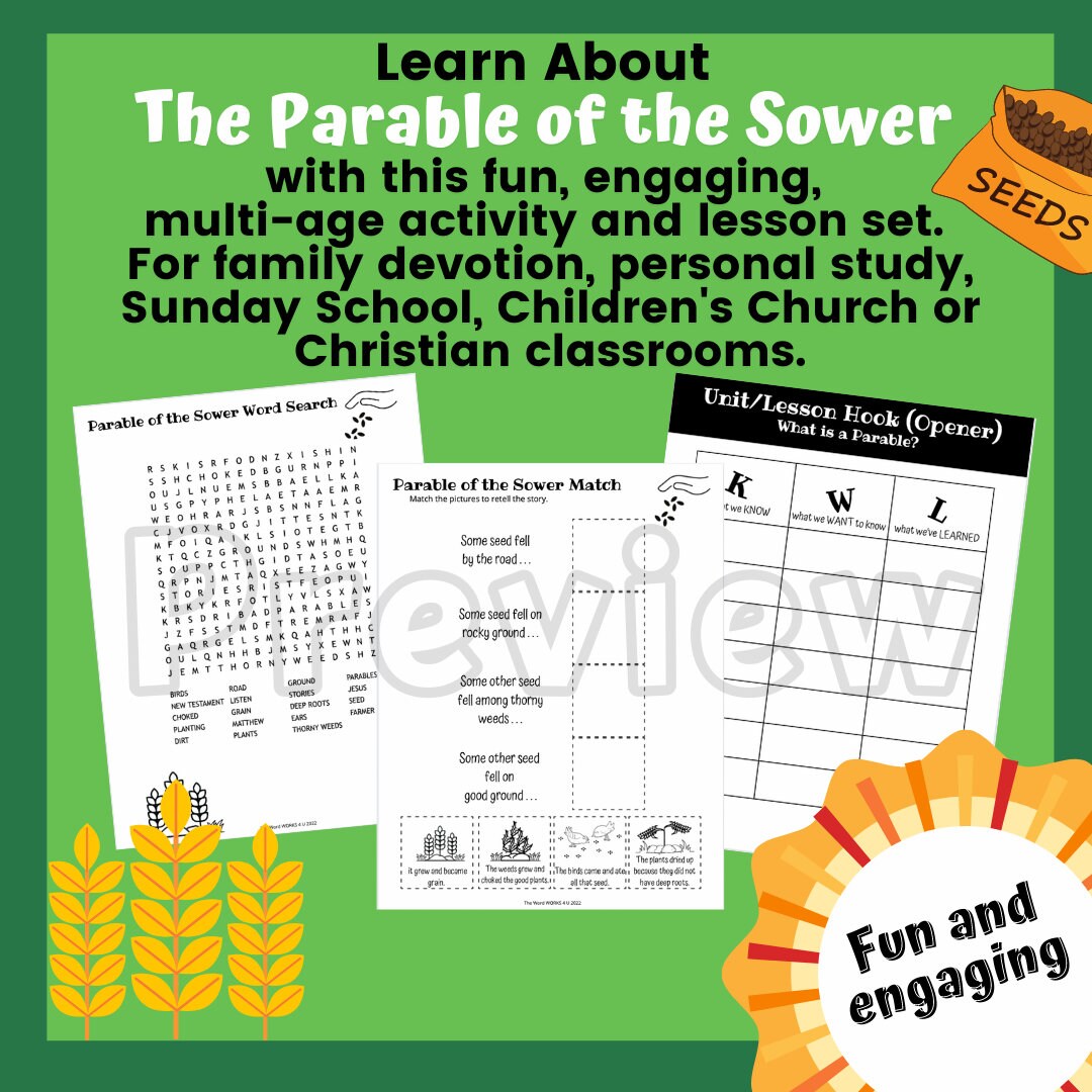 Parable of the Sower for Kids (printable, Sunday School, Children's ...