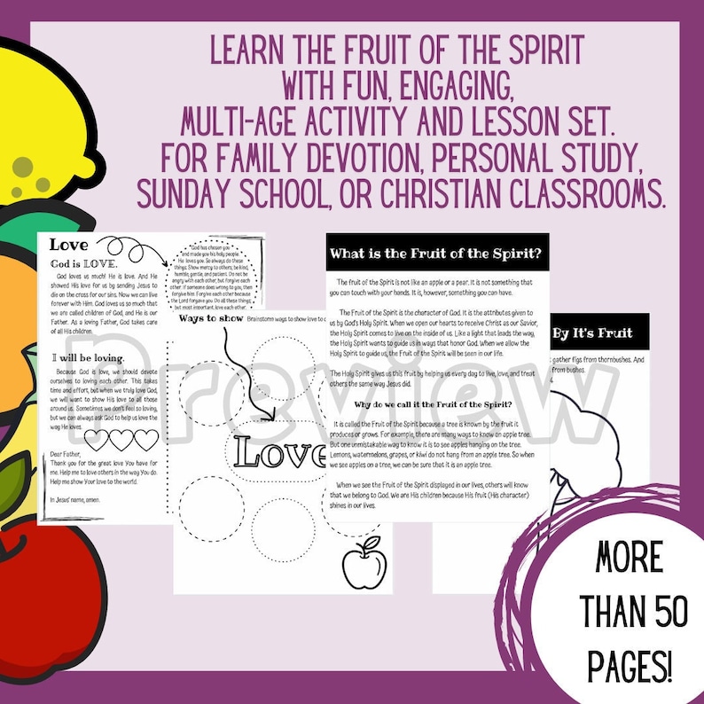 Fruit of the Spirit for Children (printable, Sunday School, Children's ...