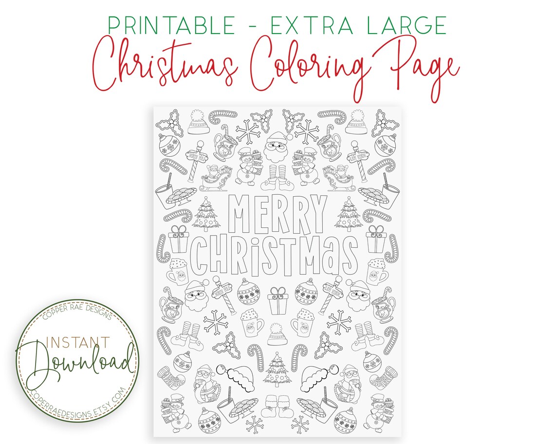 Printable Christmas Coloring Poster - Printable Holiday Coloring Pages ...