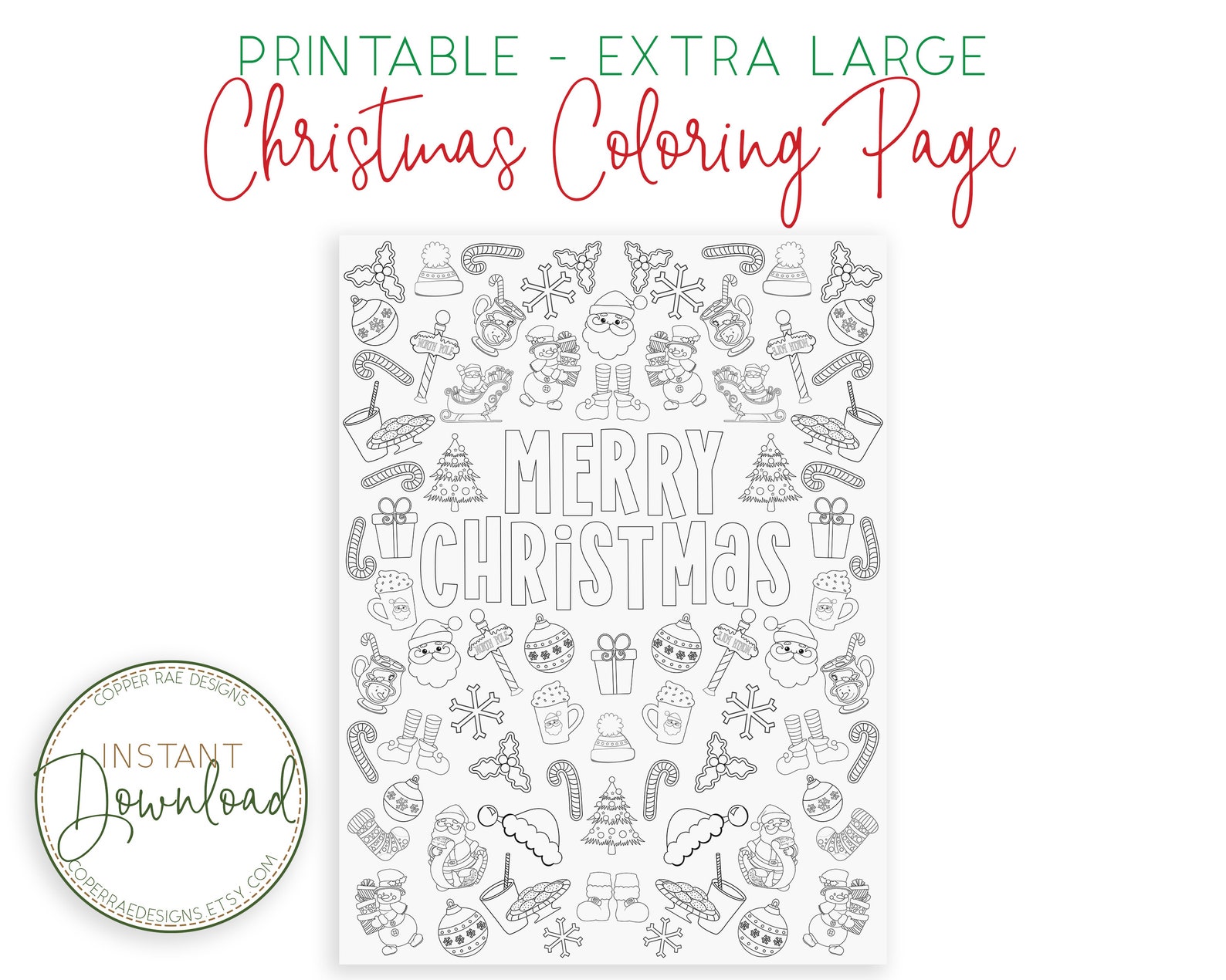 Printable Christmas Coloring Poster - Printable Holiday Coloring Pages ...