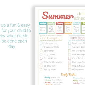 Summer Daily Schedule - Screen Time Rules - Screen Time Checklist ...