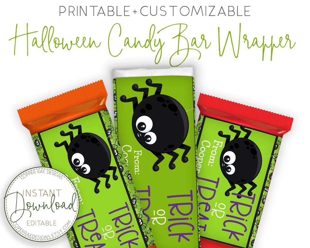 Customizable Halloween Candy Bar Wrapper, Halloween Kids Chocolate Bar ...