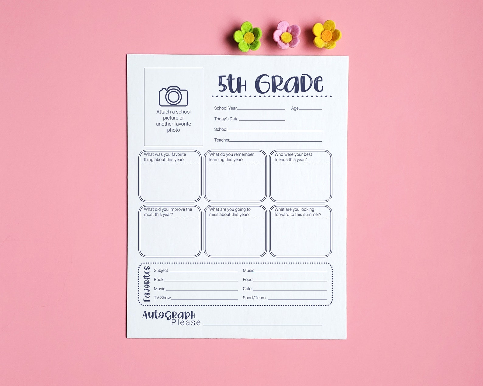 School Memory Book - Kid's Memory Journal - Kid's School Year Memories ...