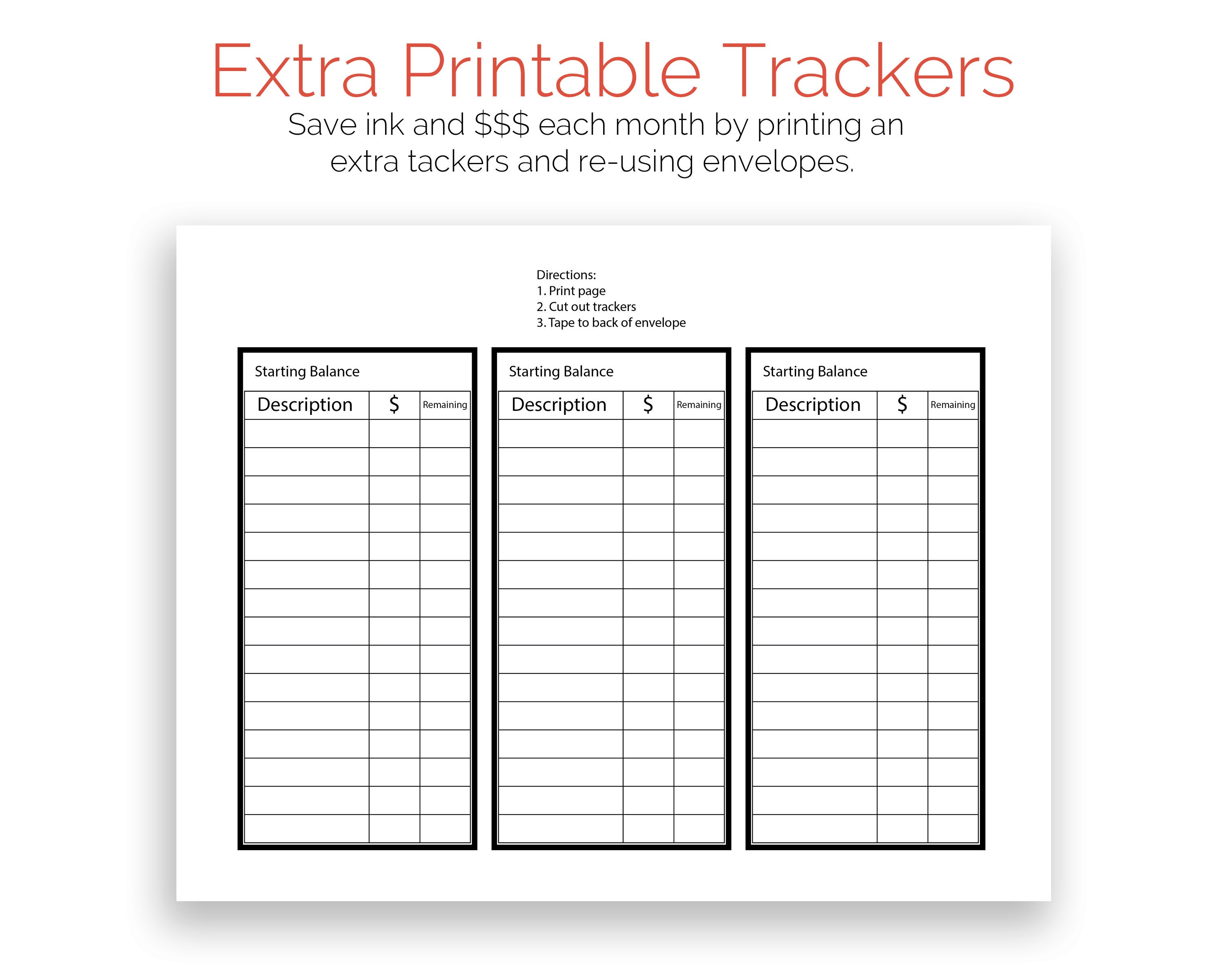 Printable Cash Envelopes Set of 5 - Printable Budget Envelopes ...