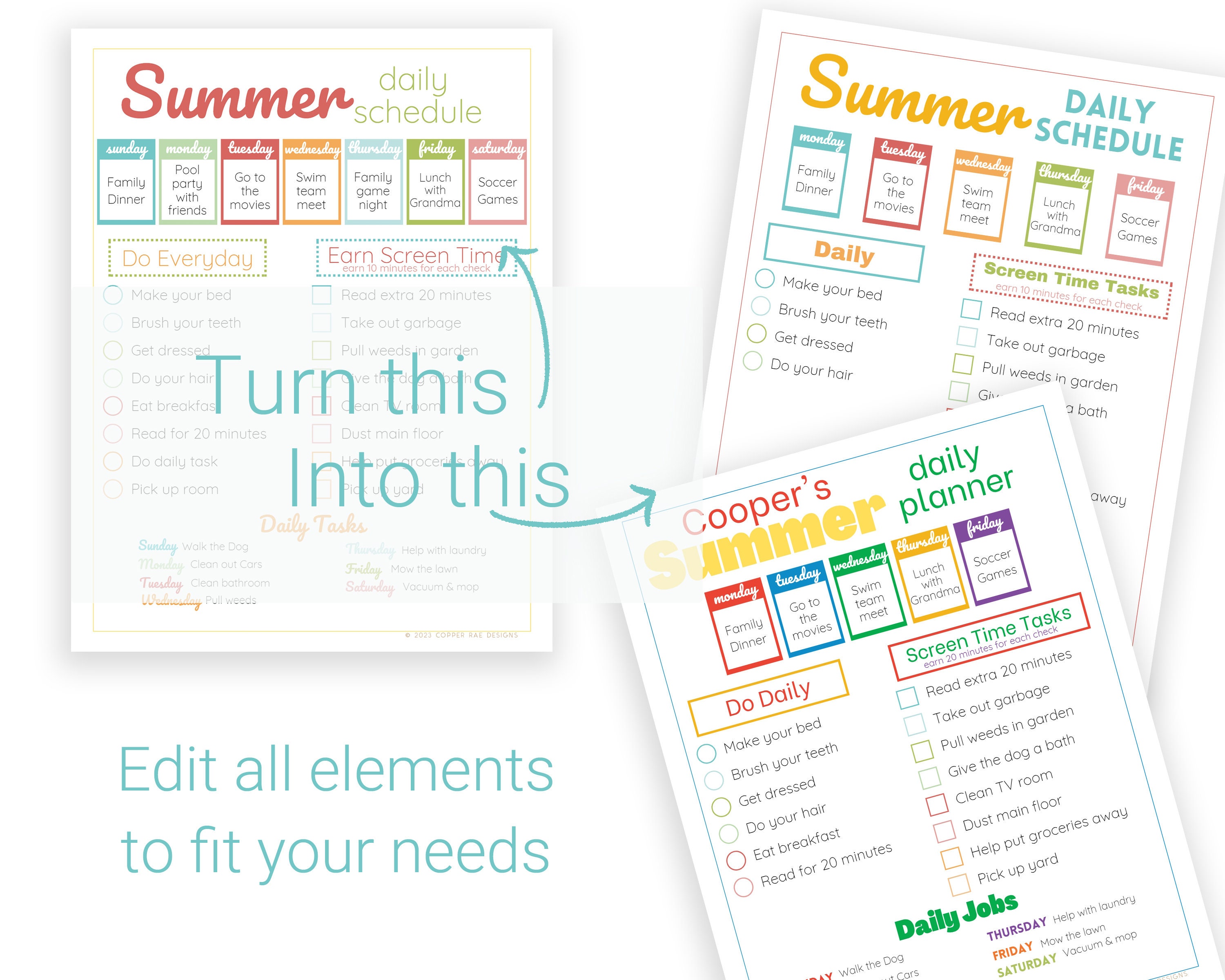 Summer Daily Schedule - Screen Time Rules - Screen Time Checklist ...