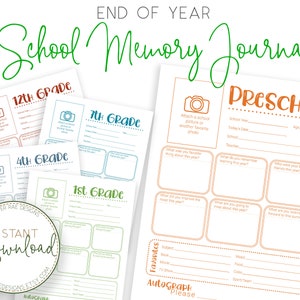 School Memory Book - Kid's Memory Journal - Kid's School Year Memories ...