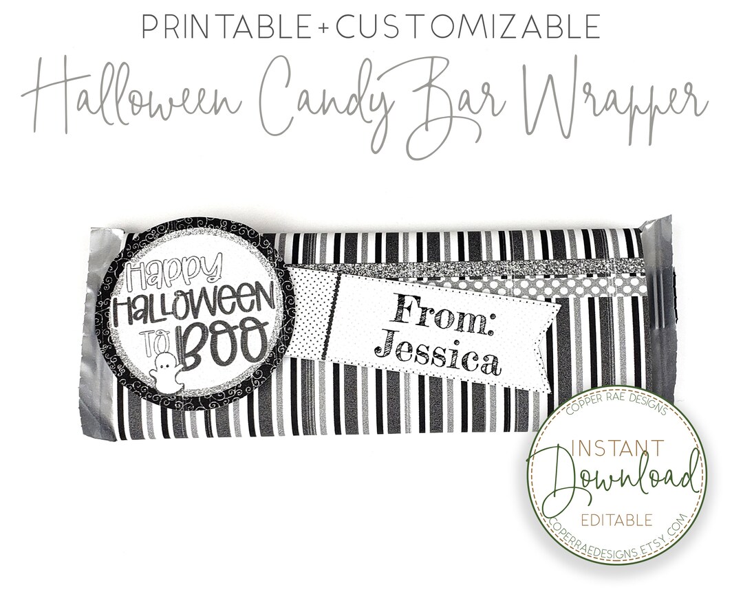 Halloween Candy Bar Wrapper - Halloween Classroom Treat - Happy ...