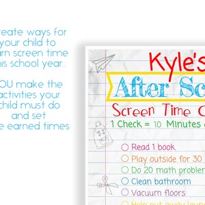 Screen Time Rules - Screen Time Checklist - Chore List - After School ...