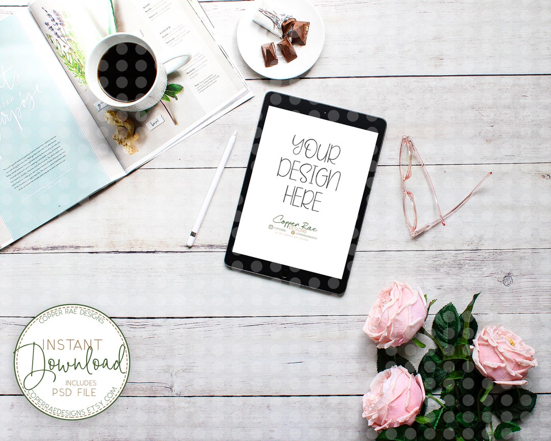 IPad Mockup - iPad Flat Lay - Desk Mockup - PSD Mockup - iPad Desk ...