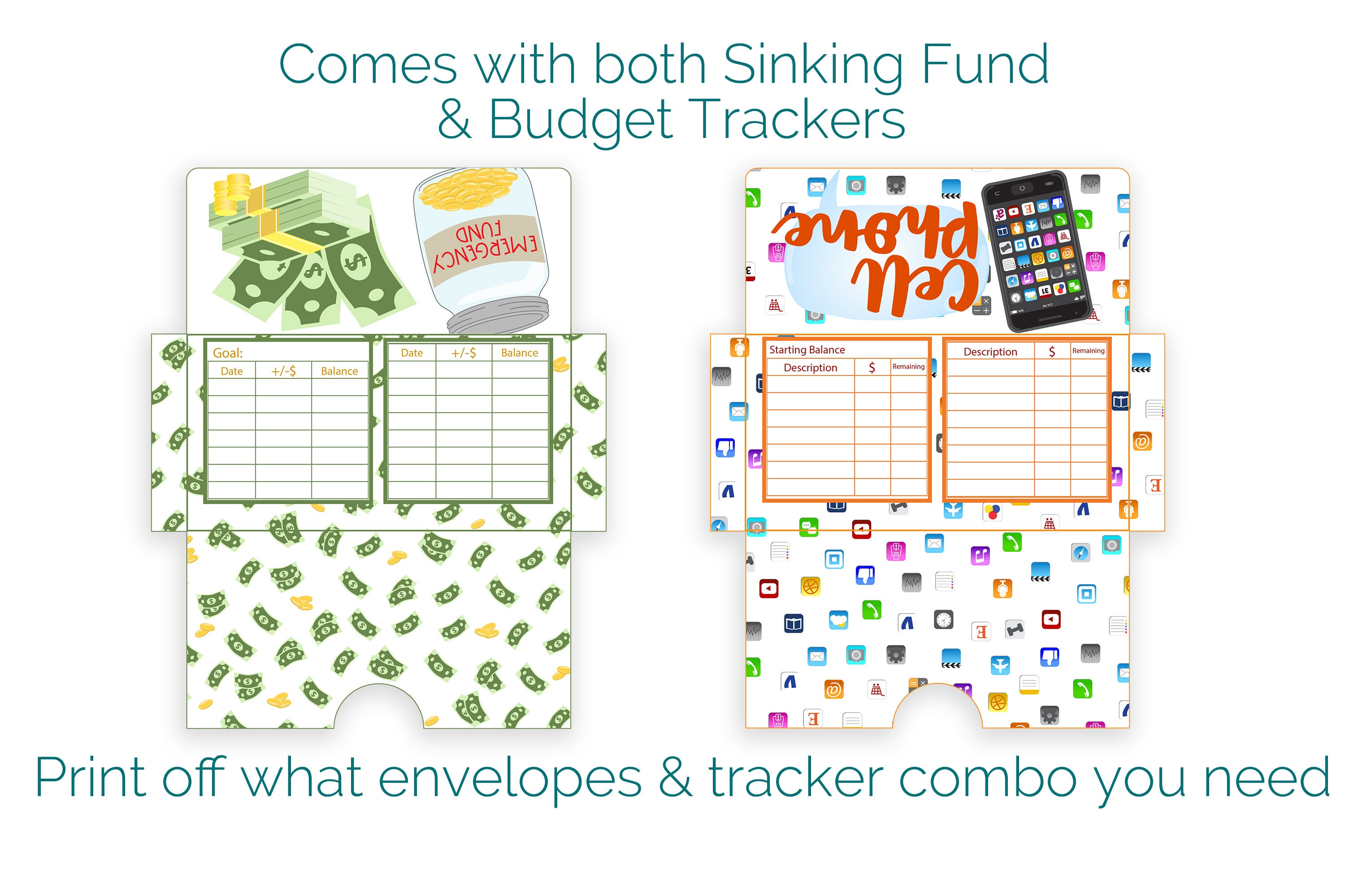 Printable Personal Planner Sinking Fund Envelopes Horizontal | Etsy