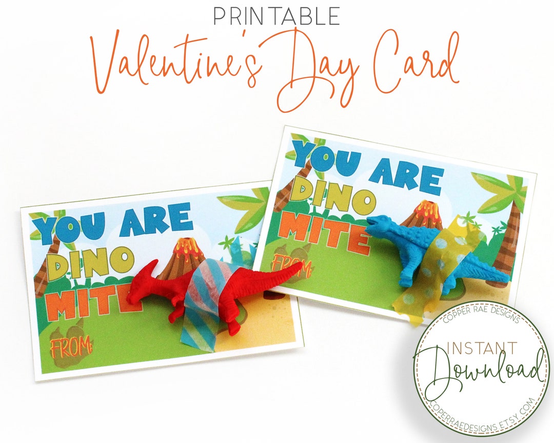 Printable Valentine's Cards, Dinosaur Valentines, School Valentines ...