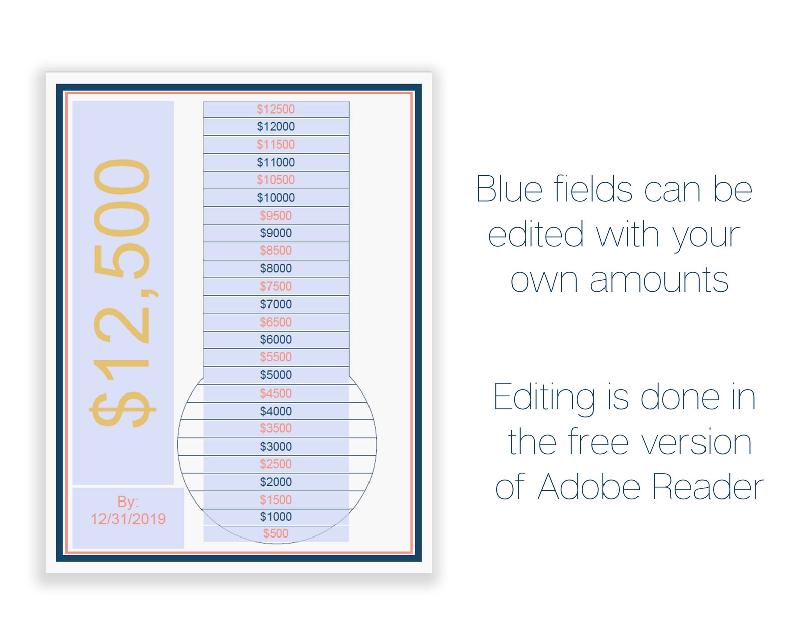 Printable Debt Payoff Thermometer Debt Tracker Goal - Etsy