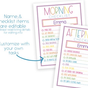 Morning and Afternoon Checklist - Morning Checklist - Afternoon ...