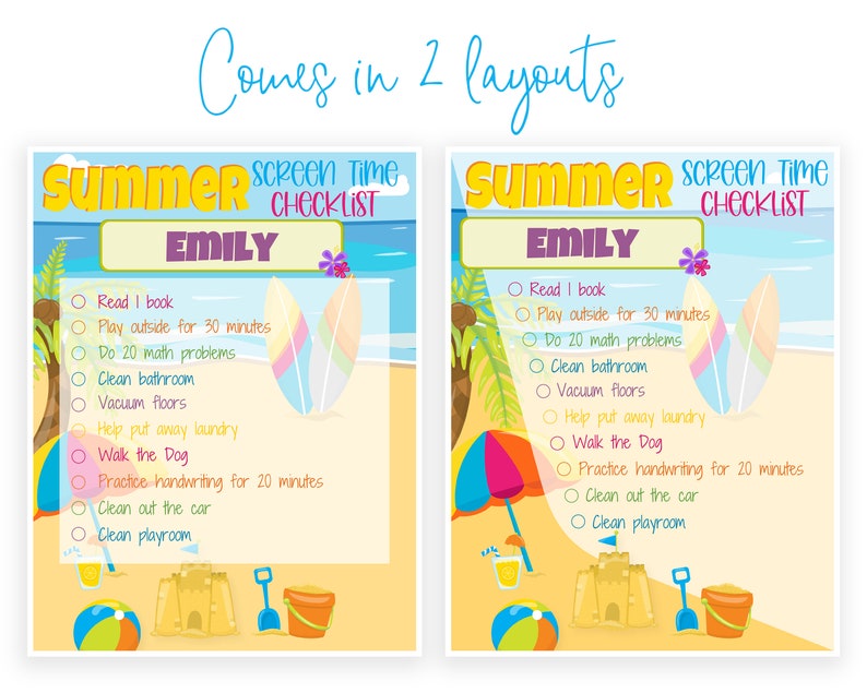 Summer Screen Time Checklist - Screen Time Rules - Summer Screen Time ...
