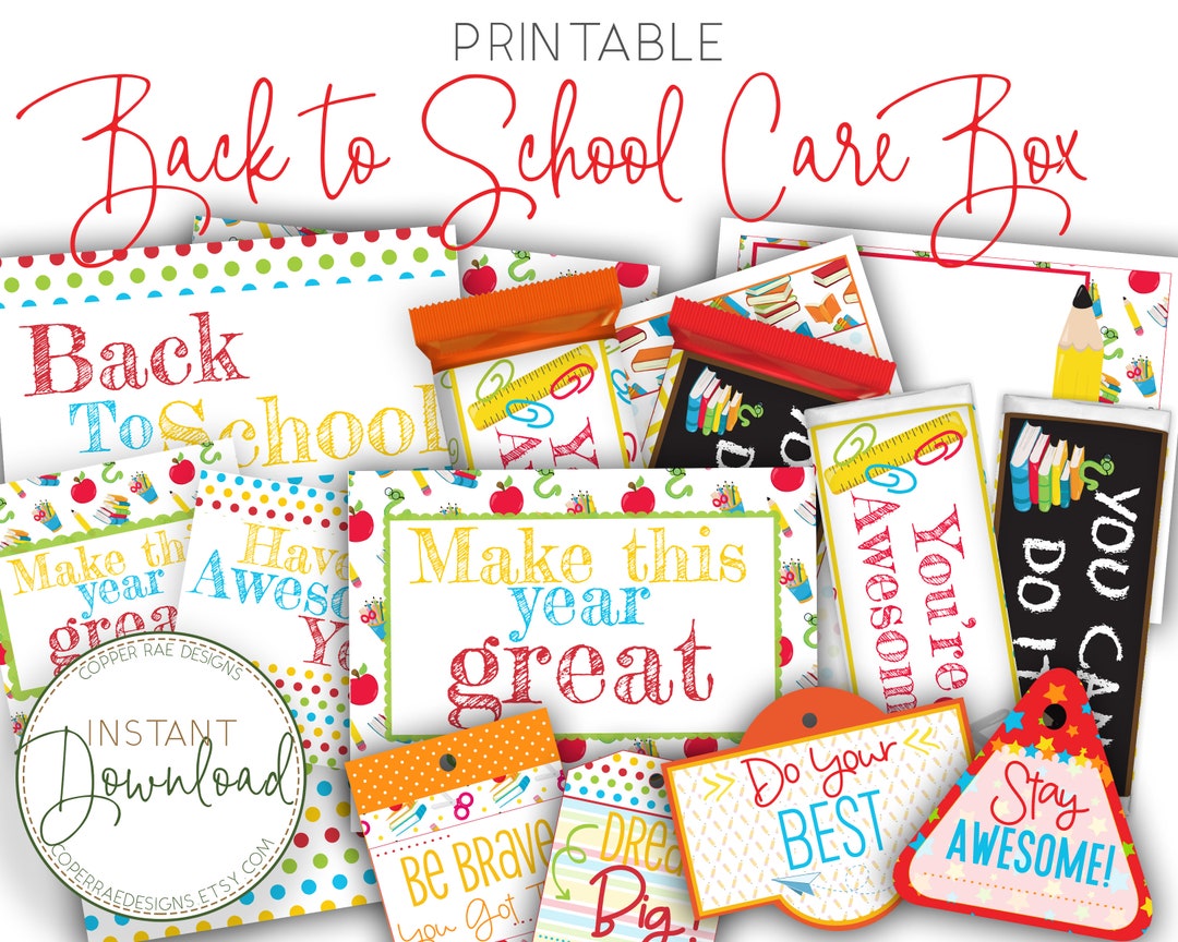 Back to School Care Kit, Back to School Care Package, Printable Back to ...