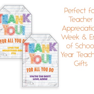 Printable Teacher Appreciation Tag, Teacher Gift Tag, PTA Gift Tag ...