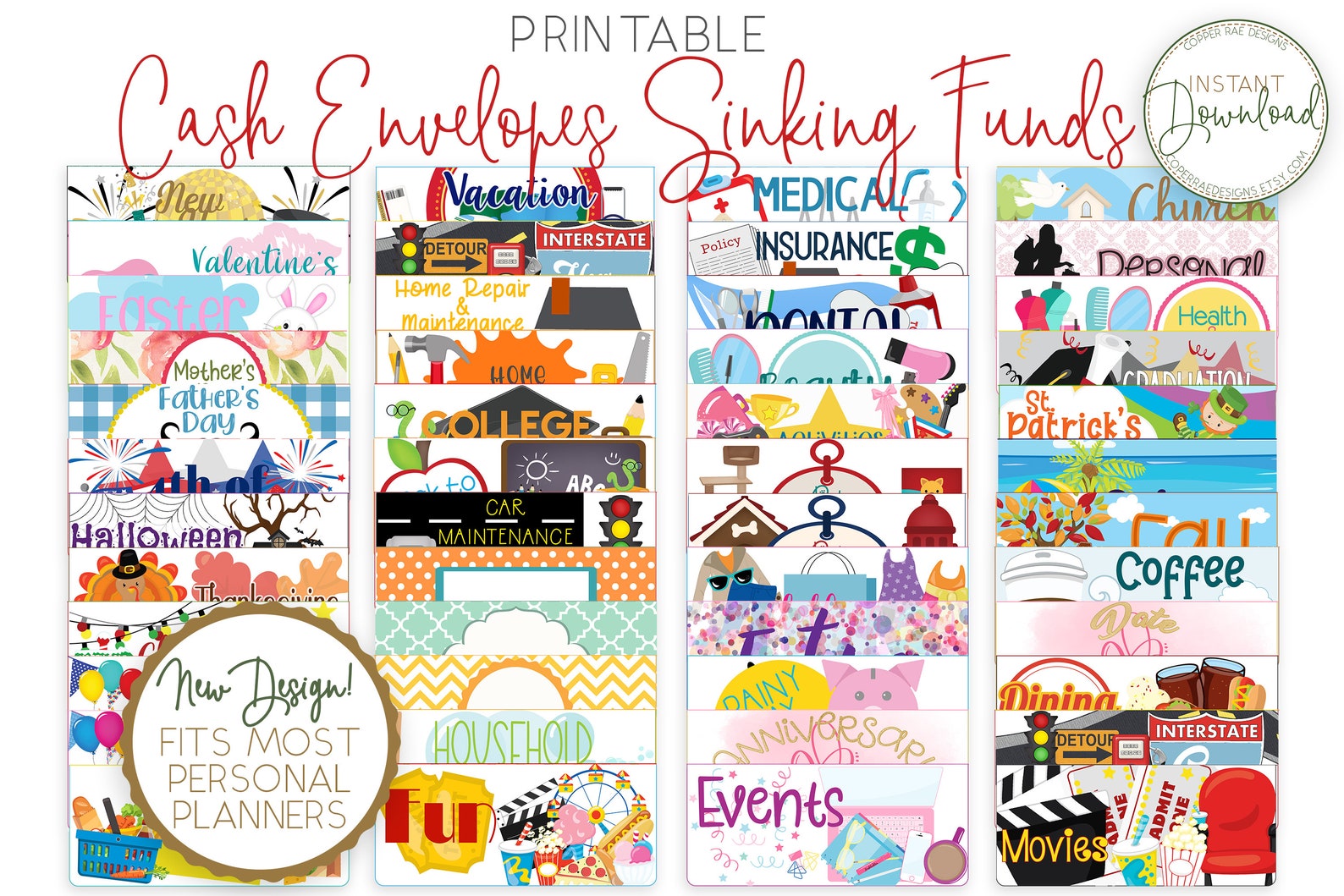 Printable Sinking Fund Envelopes, Cash Envelope System, Monthly Budget ...