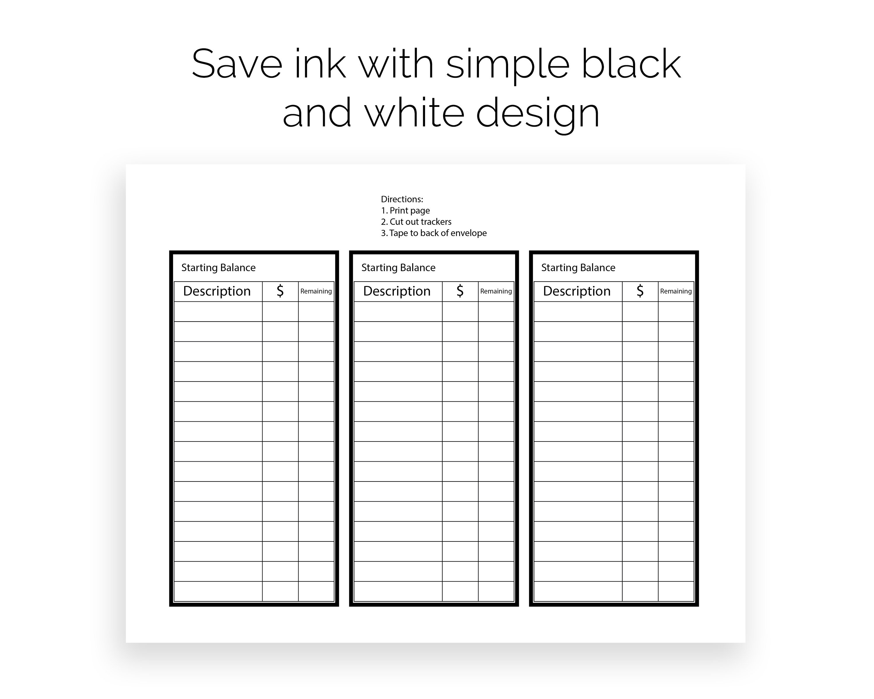 Cash Envelopes Tracker Budget Envelopes Tracker Budgeting | Etsy