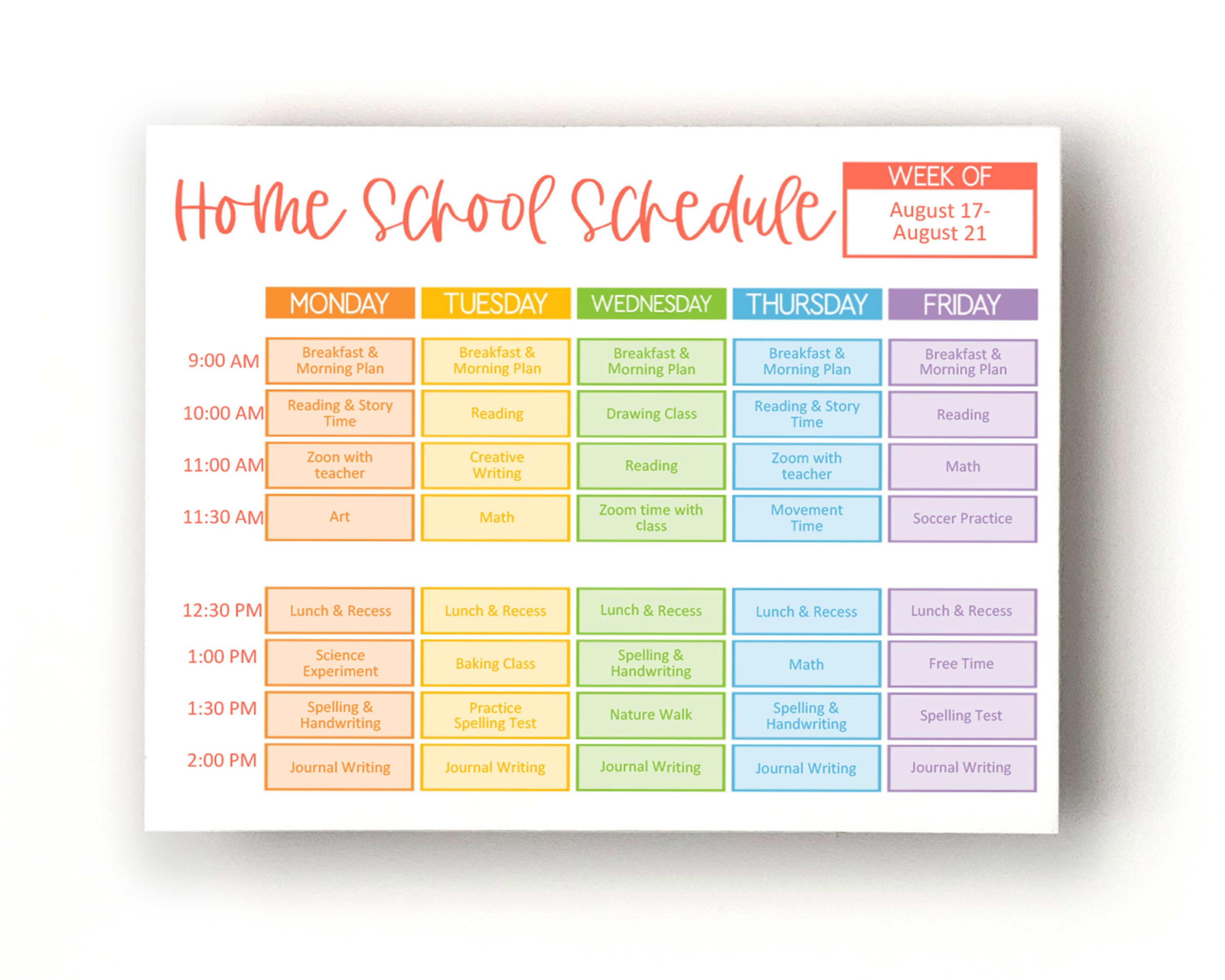Home School Schema Aanpasbare School Schema Home School | Etsy