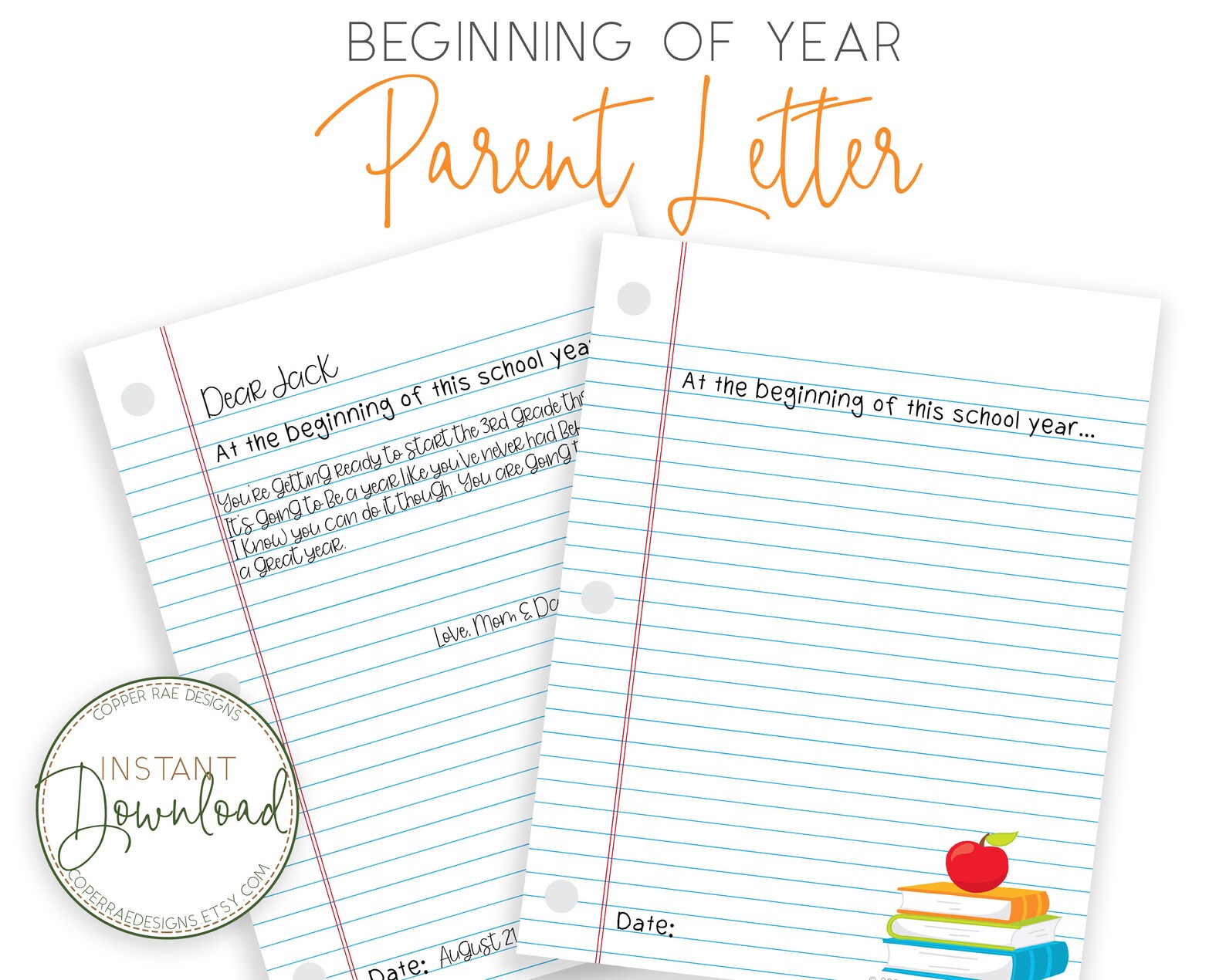 First Day of School Letter - Parent to Child Letter - Letter to Child ...