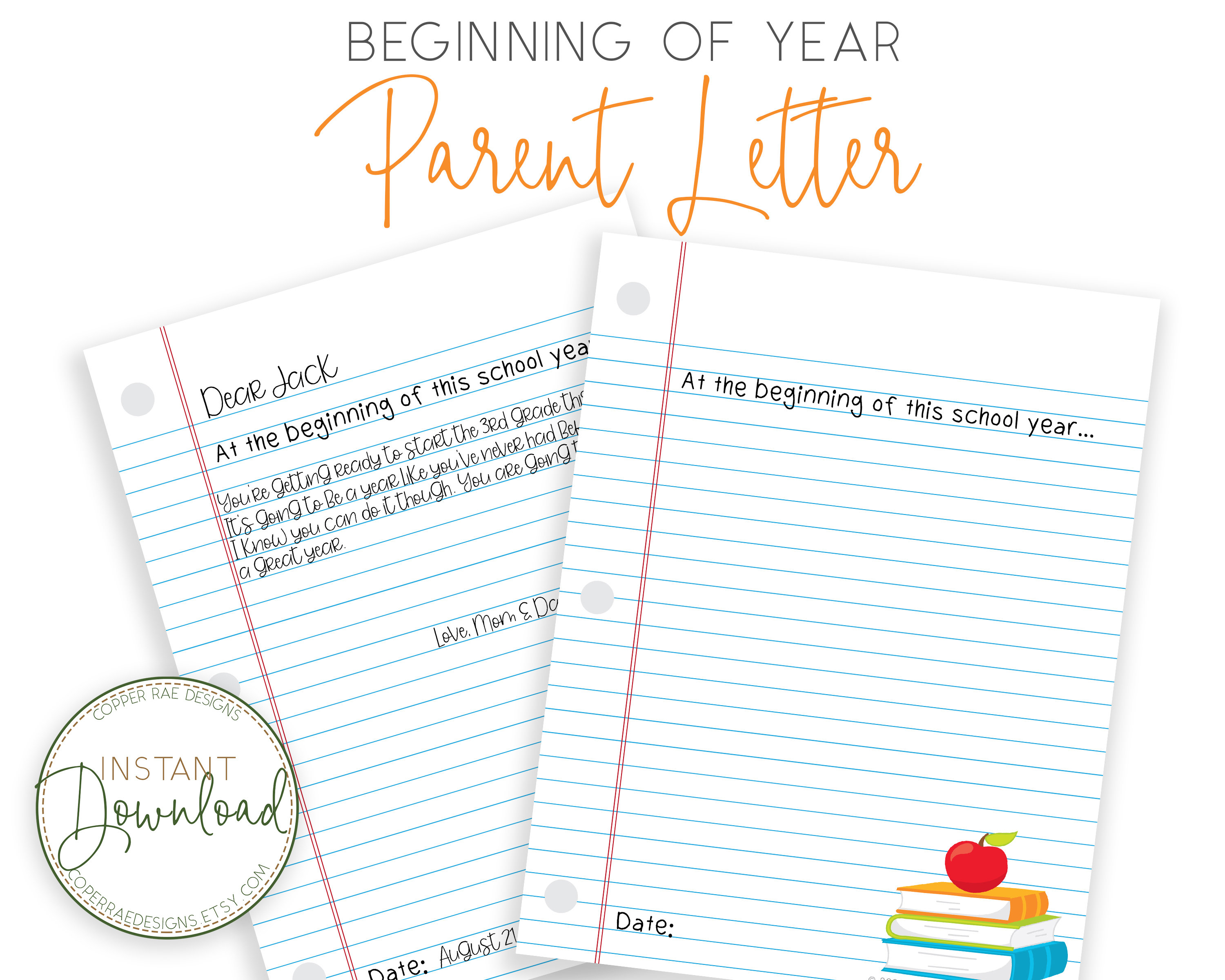 First Day of School Letter Parent to Child Letter Letter | Etsy