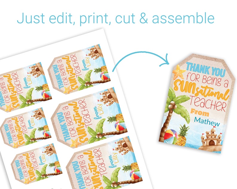 EDITABLE Sun-sational Teacher Printable Teacher Appreciation - Etsy